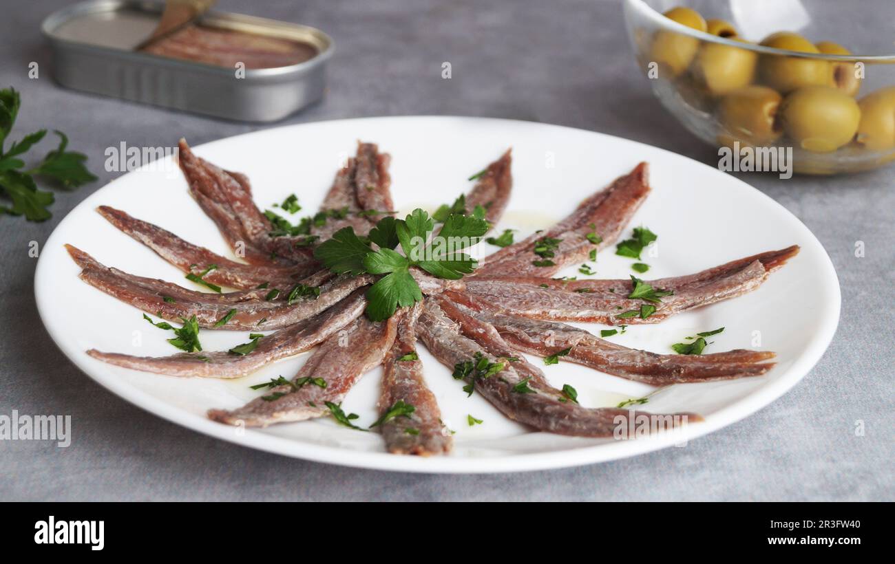 Salted anchovy fillets mediterranean hi-res stock photography and ...