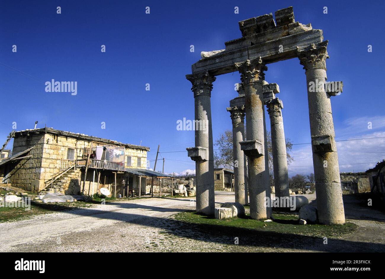 Entrance colonnade. Temple of Zeus-Olbius . Village of Uzuncaburç ...