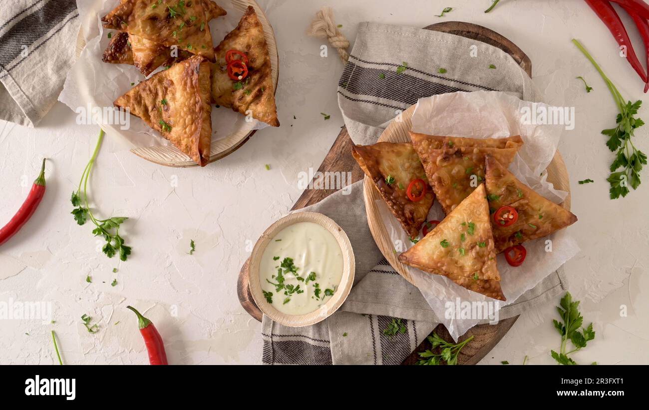 Indian samosas - fried or baked pastry with savoury filling, popular ...