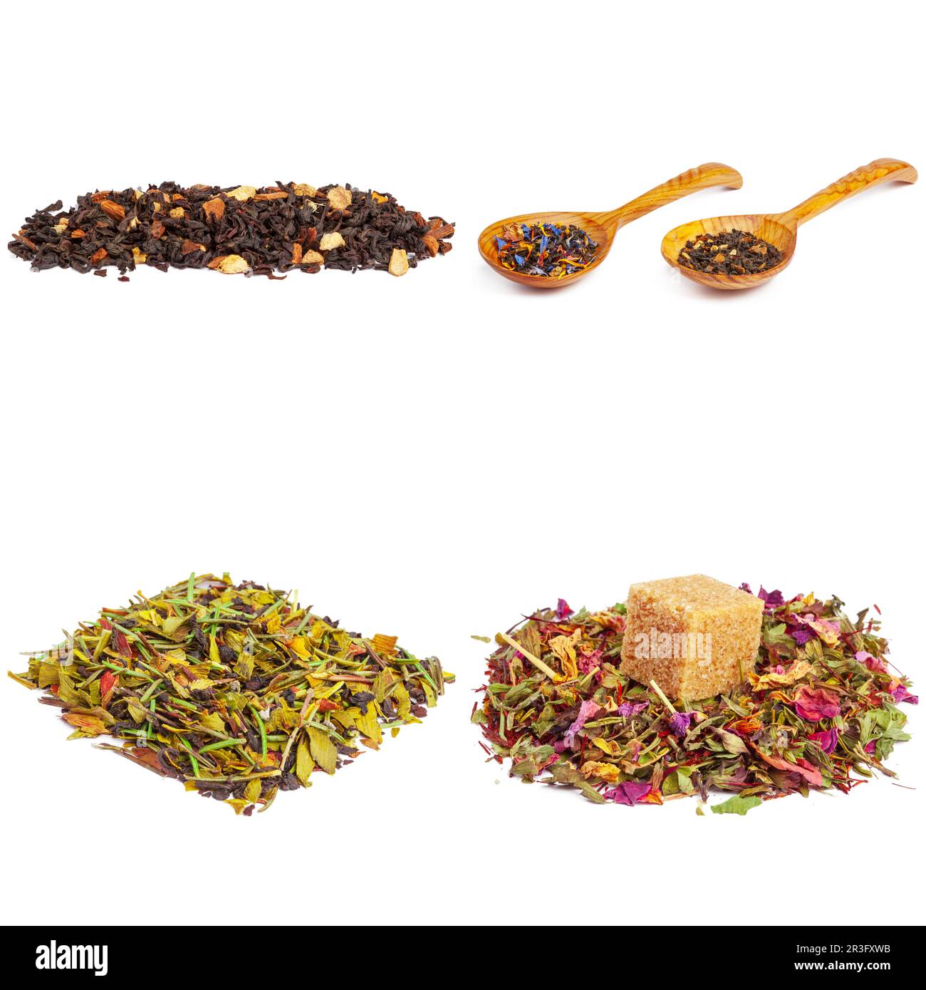 Collection of different teas isolated on white Stock Photo - Alamy