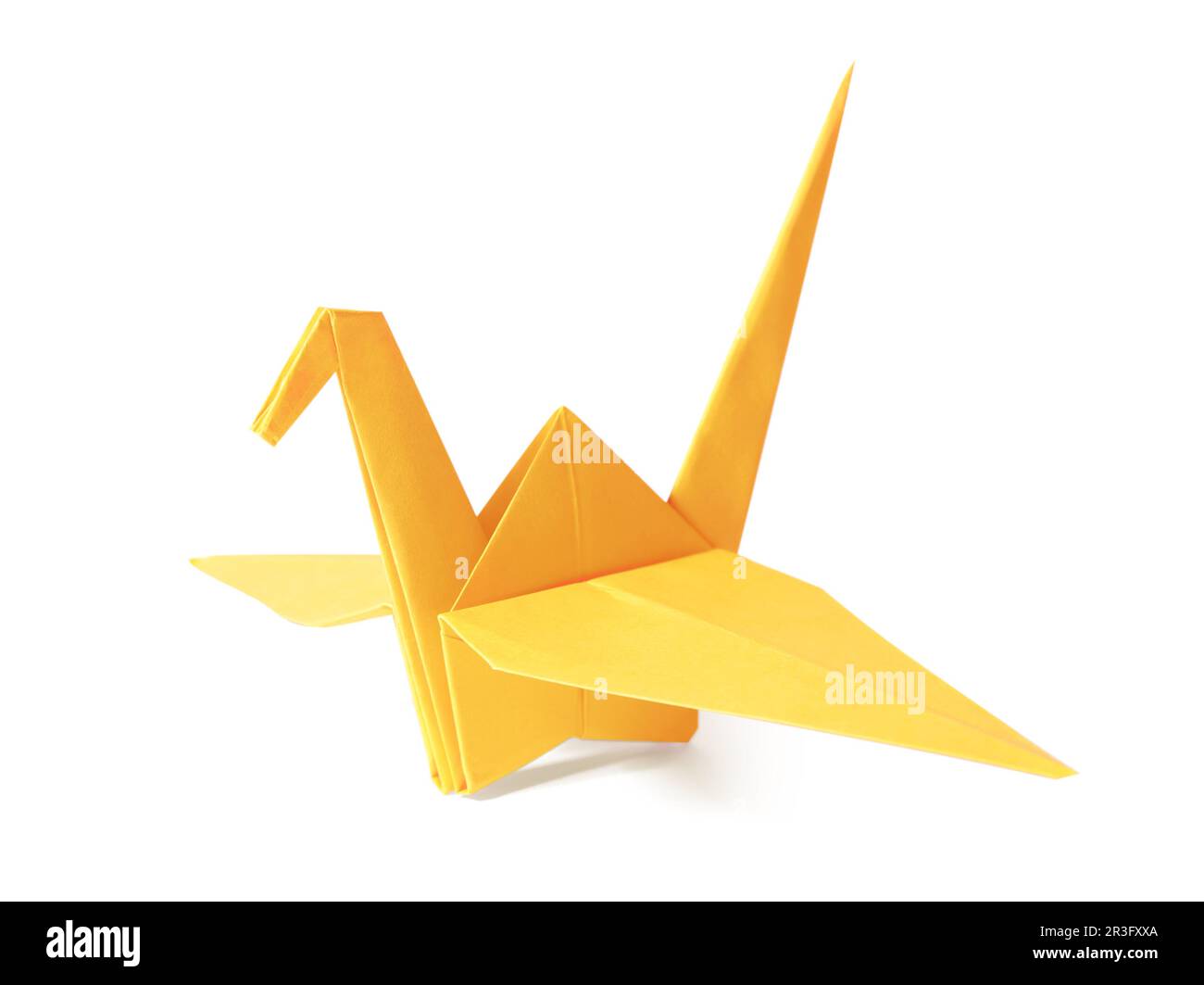 Origami art. Beautiful orange paper crane isolated on white Stock Photo ...