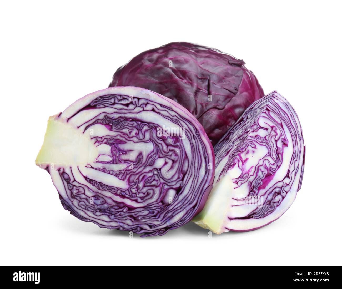 Whole and cut red cabbages on white background Stock Photo - Alamy