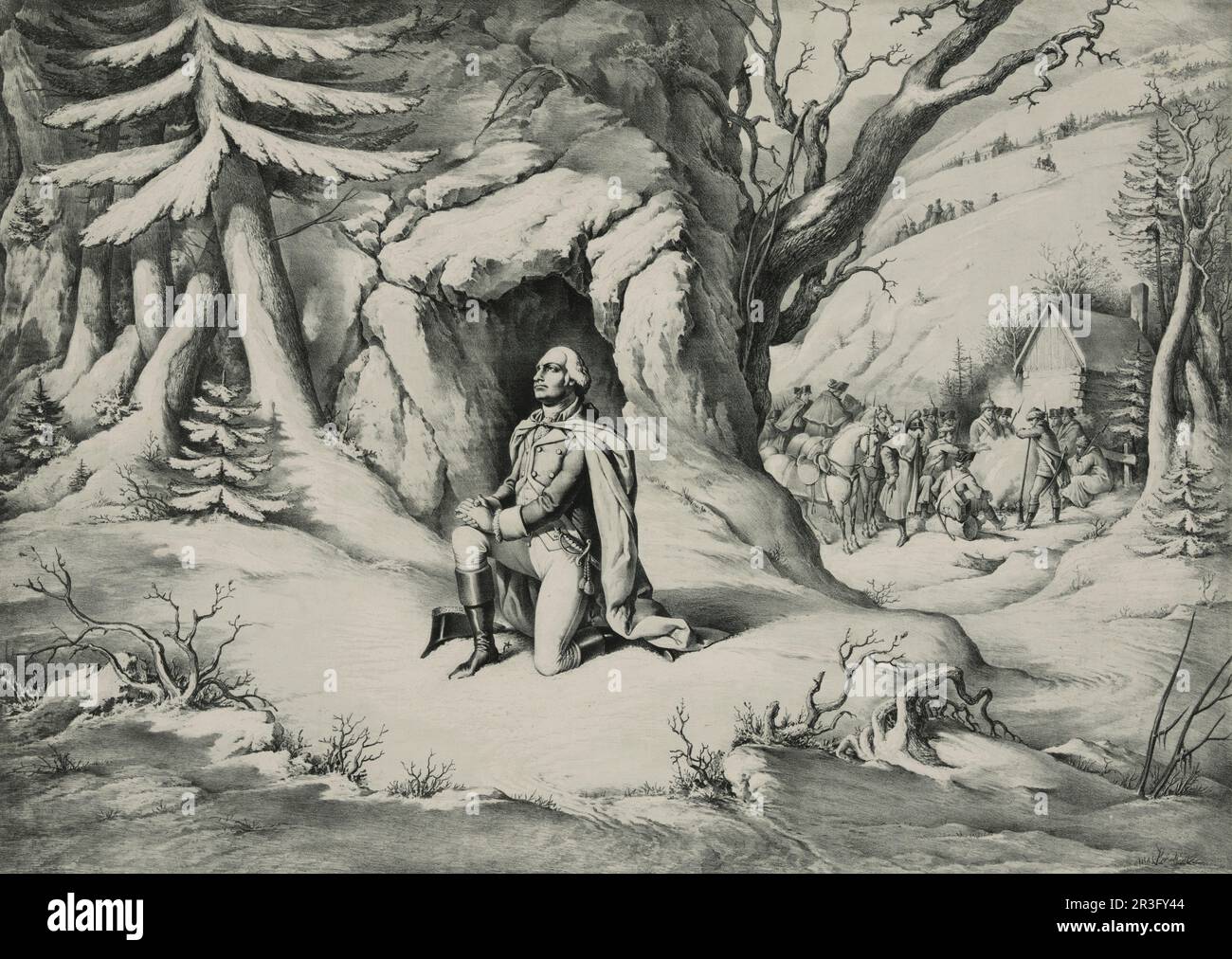 Vintage print of General George Washington praying in the snow at ...