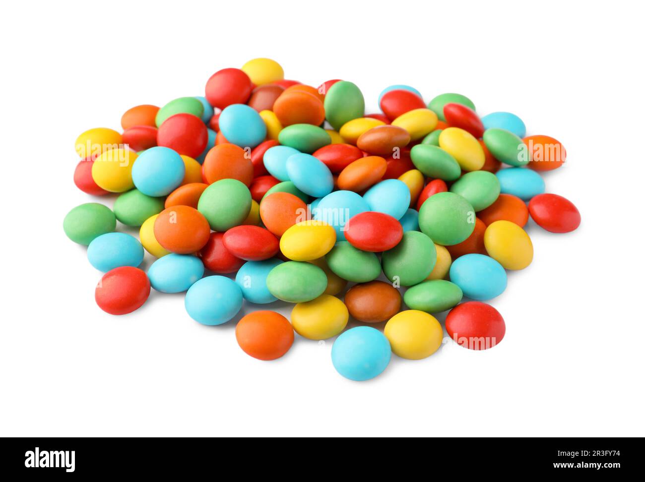 Many small colorful candies on white background Stock Photo - Alamy