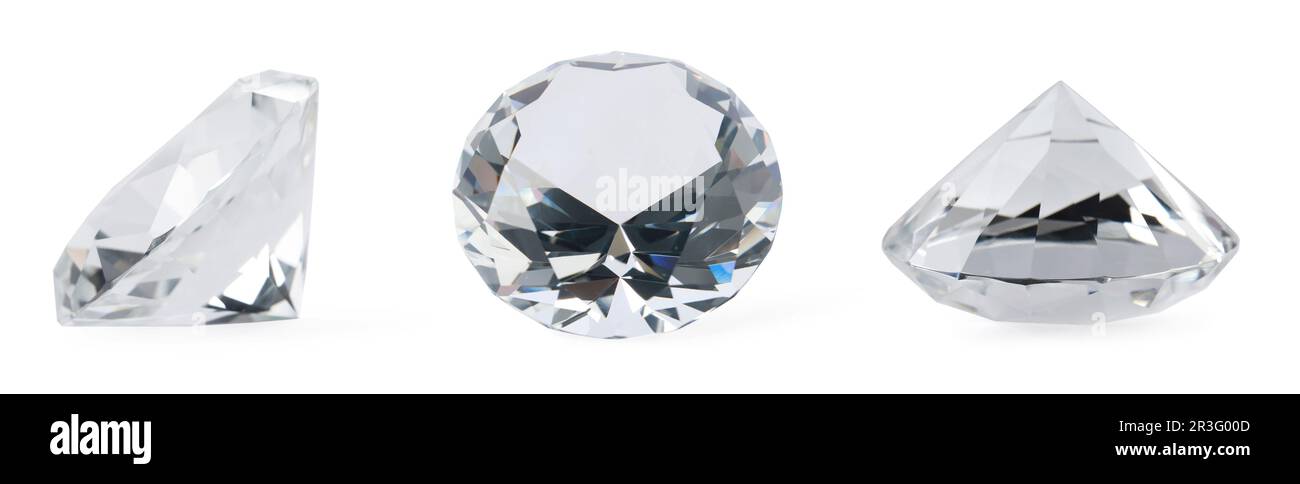 Set with beautiful dazzling diamonds on white background. Banner design ...