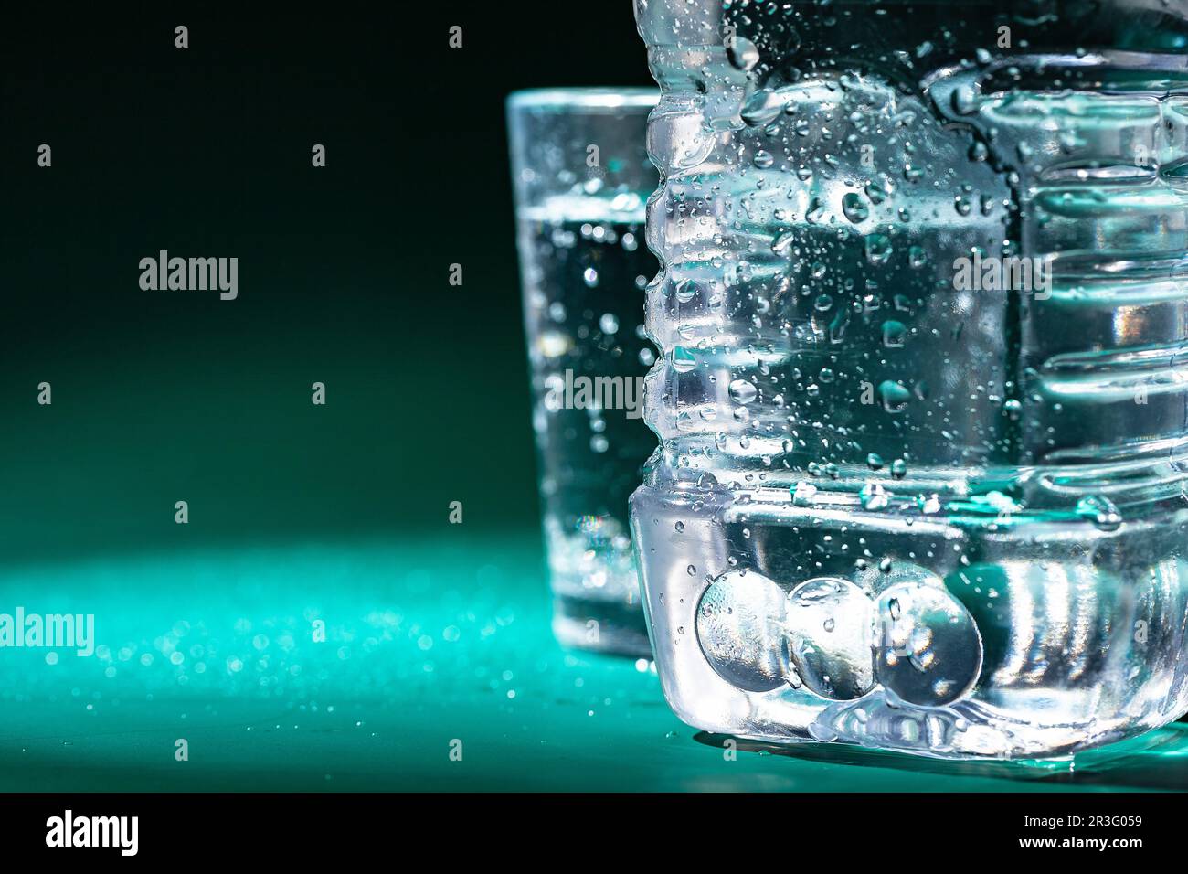 Close up of a sparkling water bottle with condensation on it Stock ...