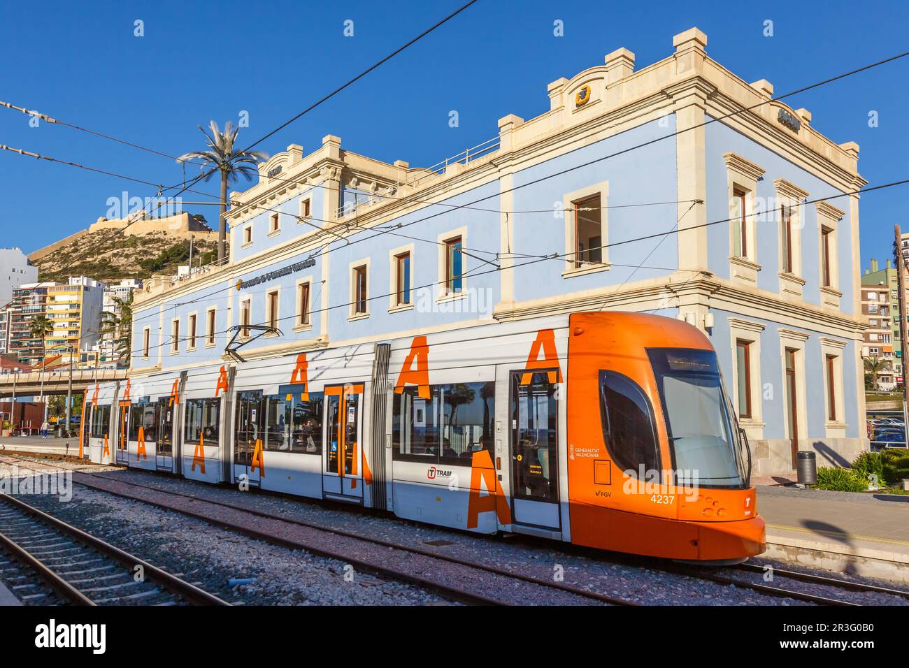Modern Bombardier Flexity Outlook light rail system of Tram Alacant ... Modern Bombardier Flexity Outlook light rail system of Tram Alacant ...