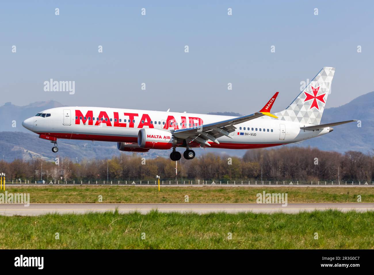 Malta Air Boeing 737-8-200 MAX aircraft Bergamo airport in Italy Stock ...