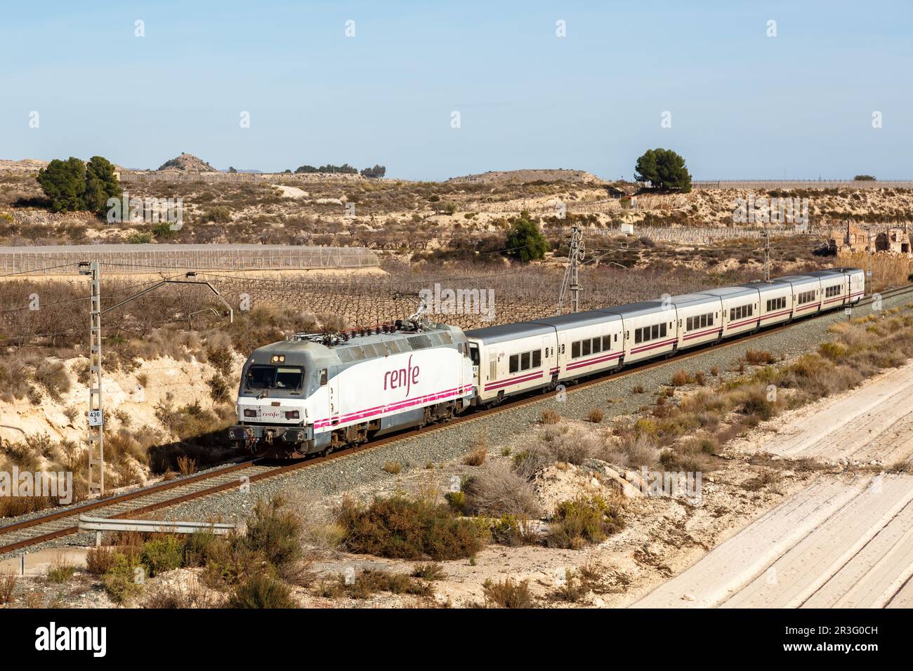 Talgo train of RENFE in the Sierra del Cid near Alicante in Spain Stock ...