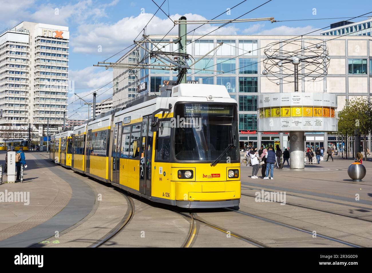Tram Berlin Tram Adtranz GT6N-U train local traffic at Alexanderplatz in Germany Stock Photo - Alamy