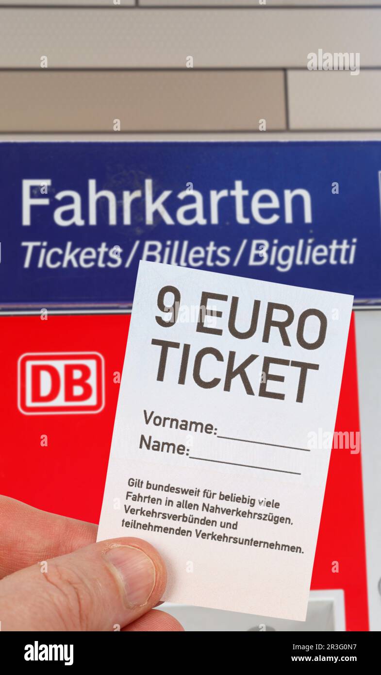 9 euro ticket 9 euro ticket with tickets machine photo montage in ...