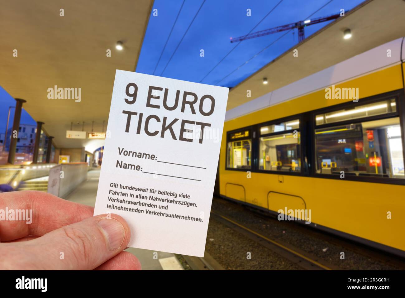 9 Euro ticket 9 Euro ticket with streetcar Tram photo montage in Berlin ...