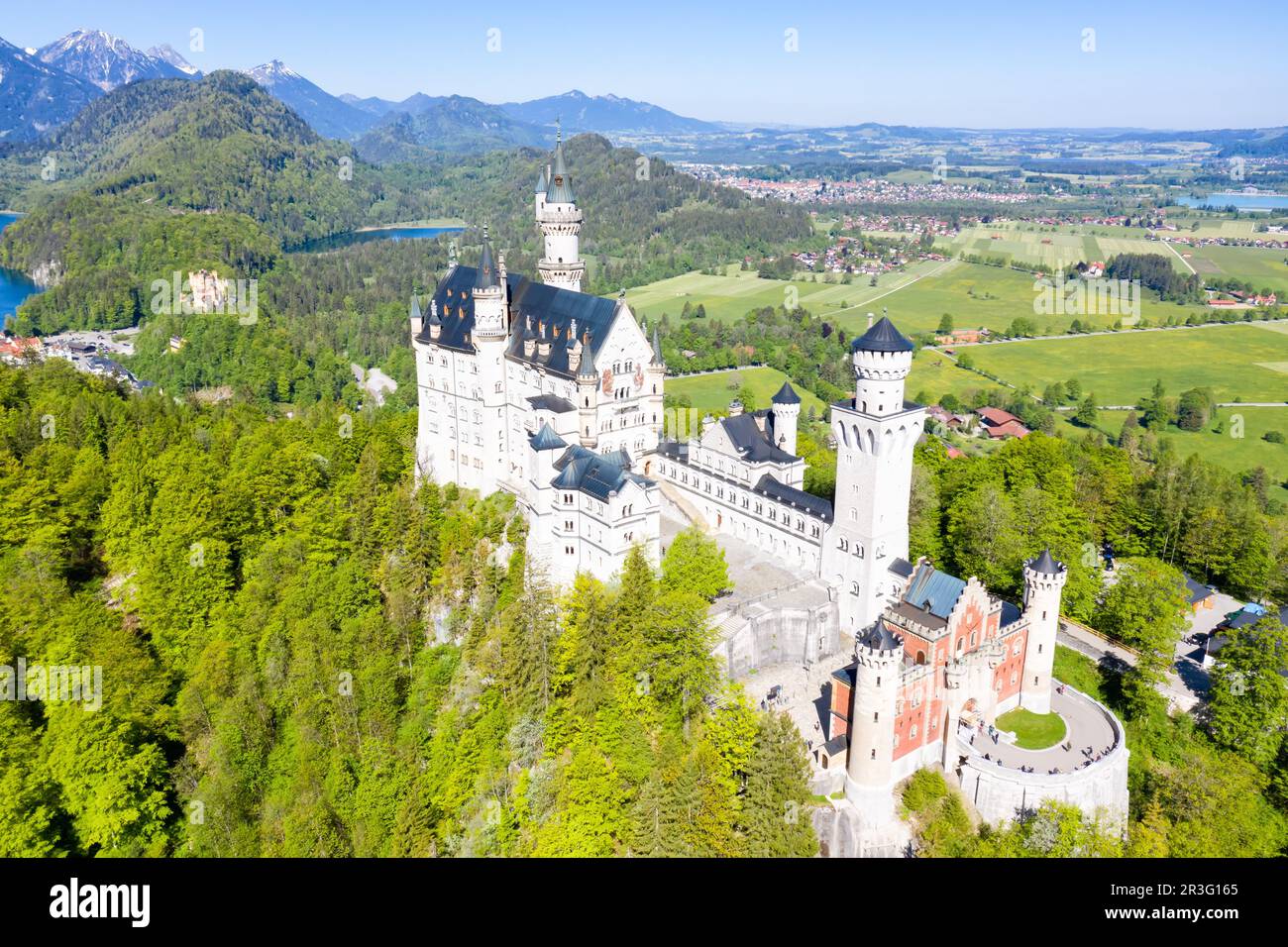 Neuschwanstein Castle aerial view with Alps landscape travel travel in ...