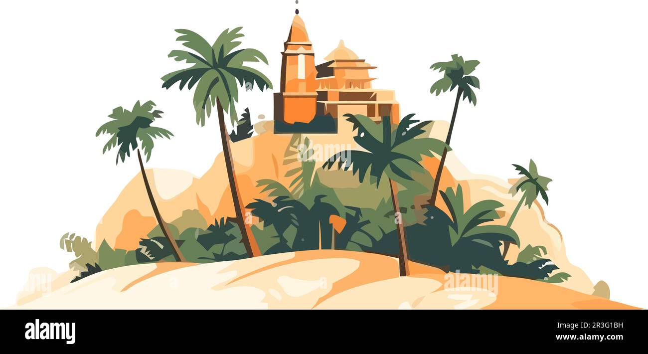 Tropical palm trees, sand and village Stock Vector Image & Art - Alamy