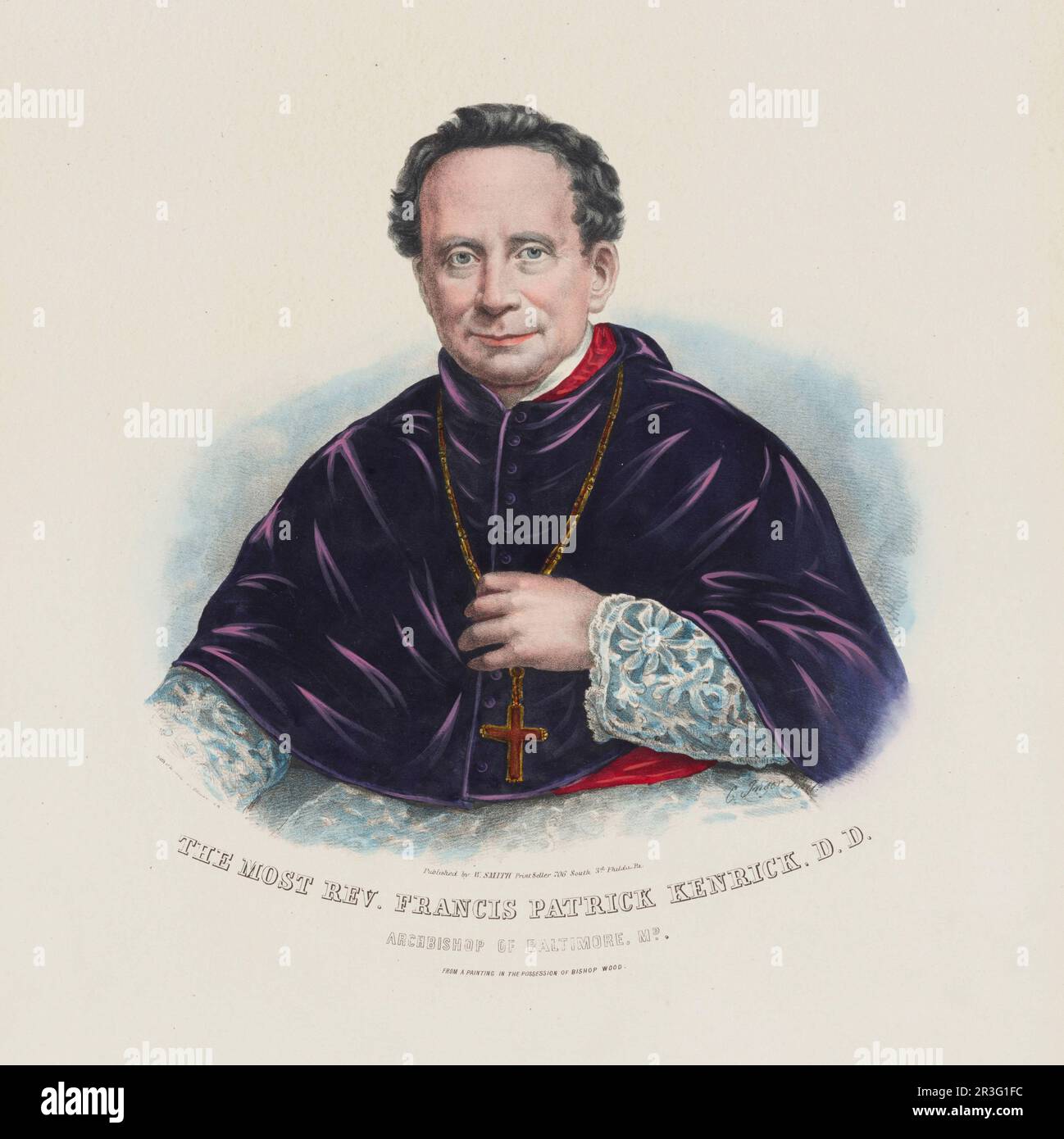 Half-length portrait of Archbishop Francis Patrick Kenrick, attired in ...