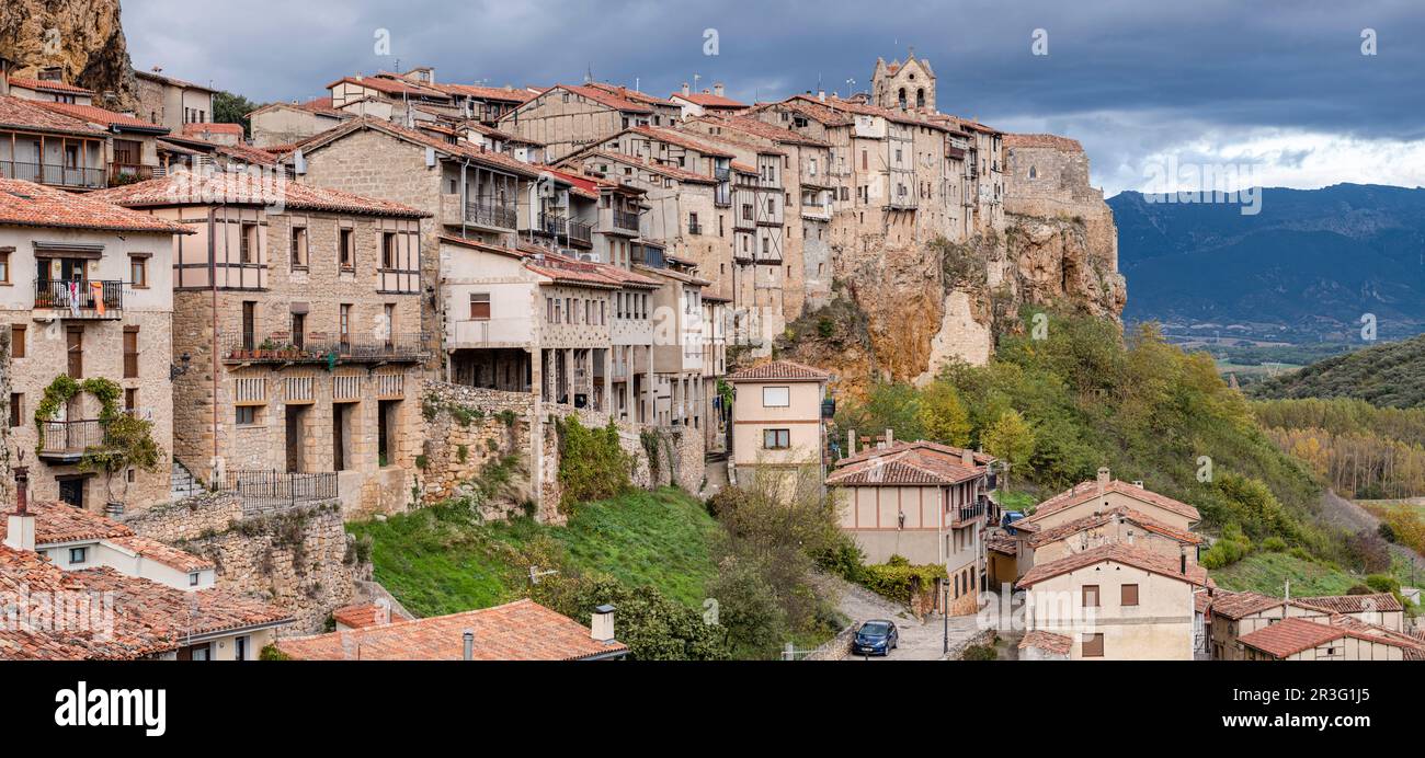 The hanging houses, Frías, province of Burgos, region of Las Merindades ...