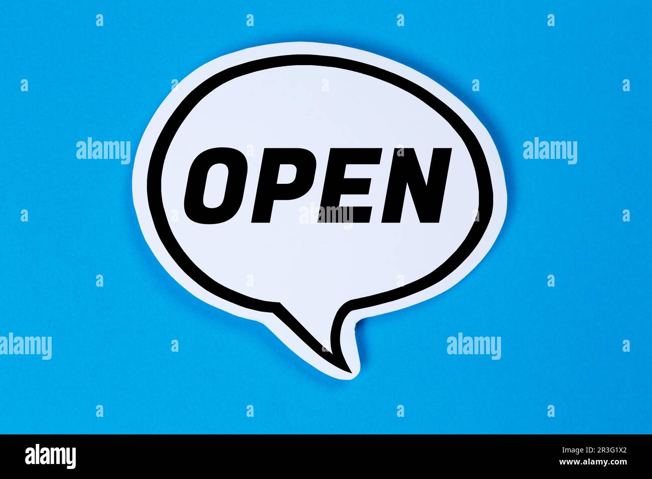 Open open store business sign in speech bubble communication concept ...