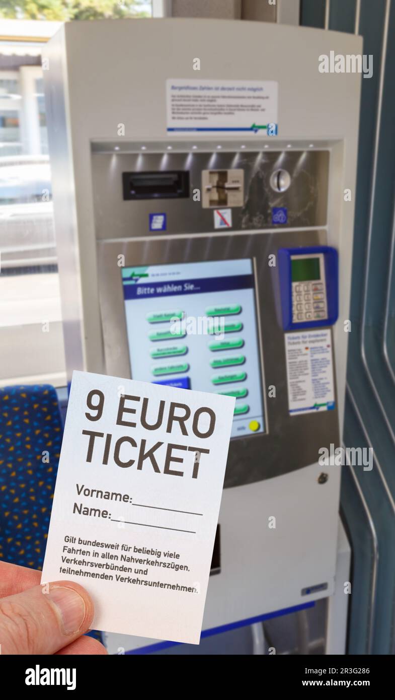 9 Euro ticket 9 Euro ticket with tickets vending machine photo montage ...