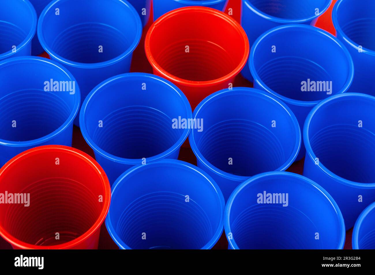 Beer pong, college party game. Plastic red and blue color cups Stock ...