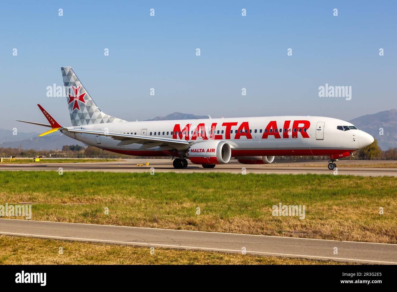 Malta Air Boeing 737-8-200 MAX aircraft Bergamo airport in Italy Stock ...