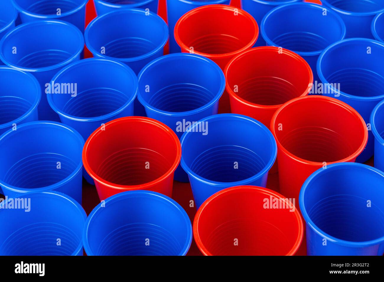 Beer pong, college party game. Plastic red and blue color cups Stock ...