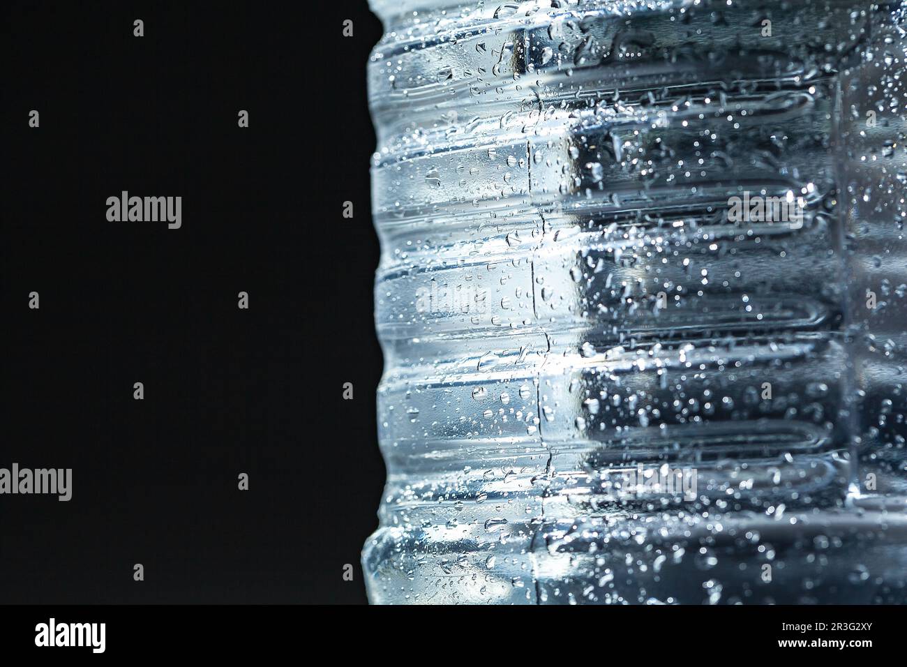 Plastic bottle blue condensation close up bottle hi-res stock ...