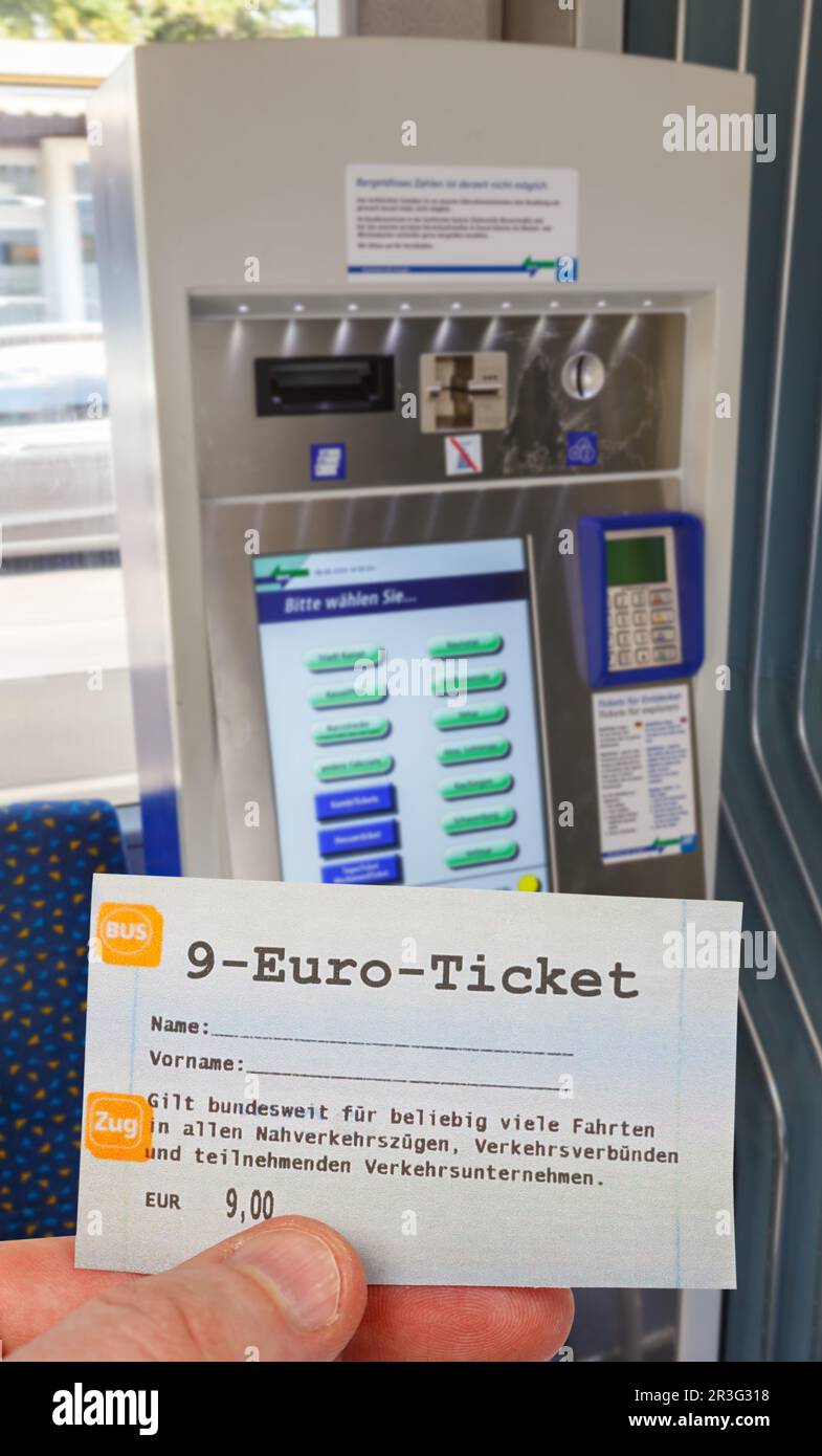 9 Euro ticket 9 Euro ticket with tickets vending machine photo montage ...