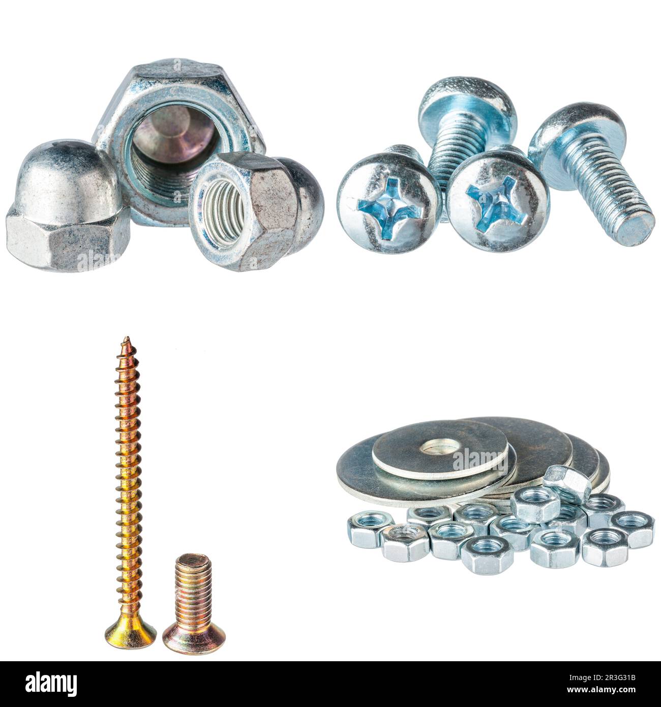 Various Screws and nuts, flat lay, top view, isolated Stock Photo - Alamy