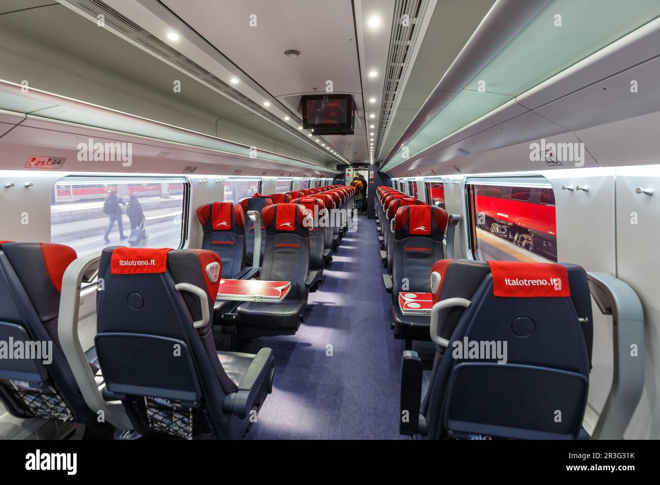 Interior of an Italo ETR 675 Pendolino high speed train of Nuovo ...