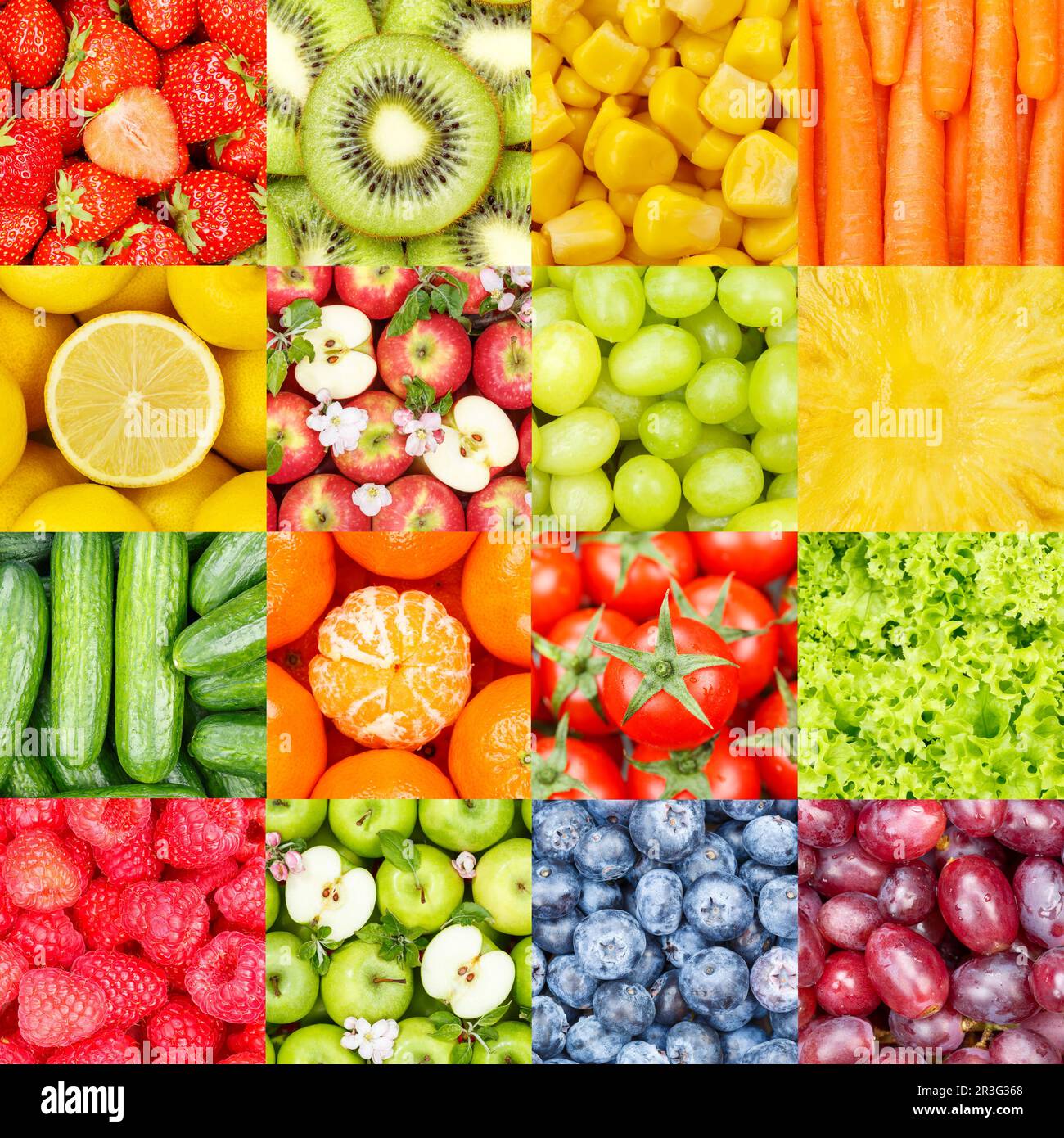 Fruits fruit and vegetables collage collection background with berries ...