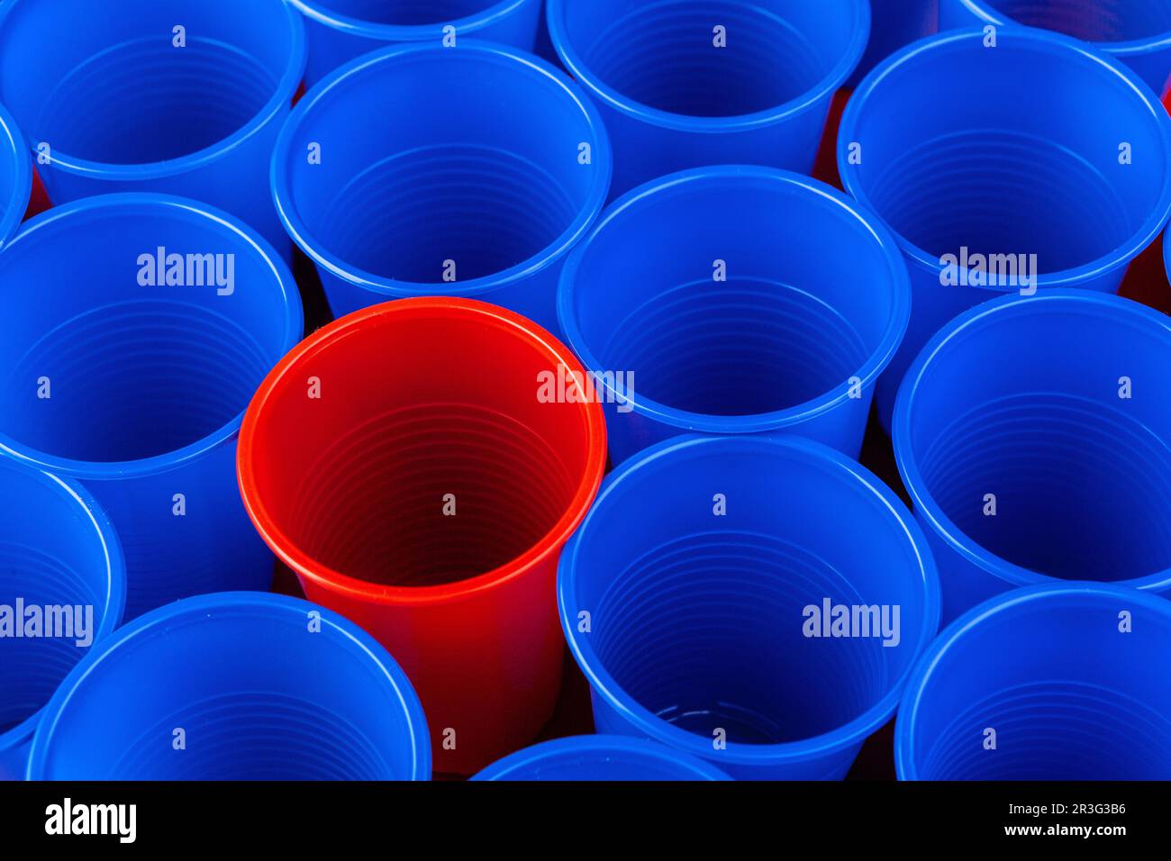 Beer pong, college party game. Plastic red and blue color cups Stock ...