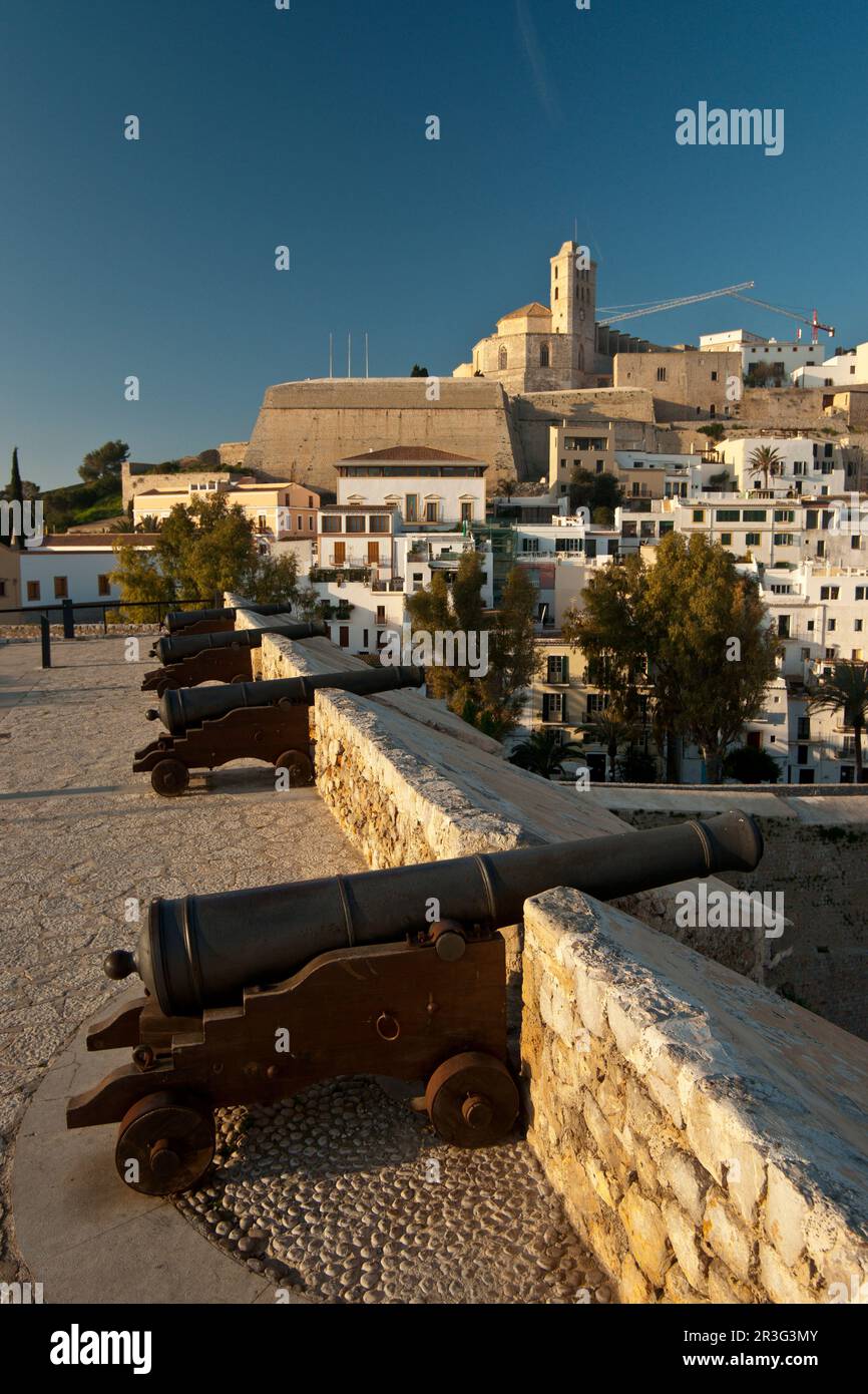 Baluarte de Santa Tecla y catedral.Dalt Vila.Ibiza.Balearic islands ...