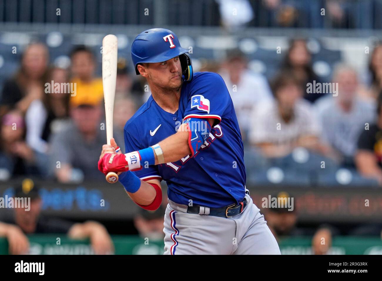 Texas Rangers' Josh Jung bats during the first inning of a baseball ...