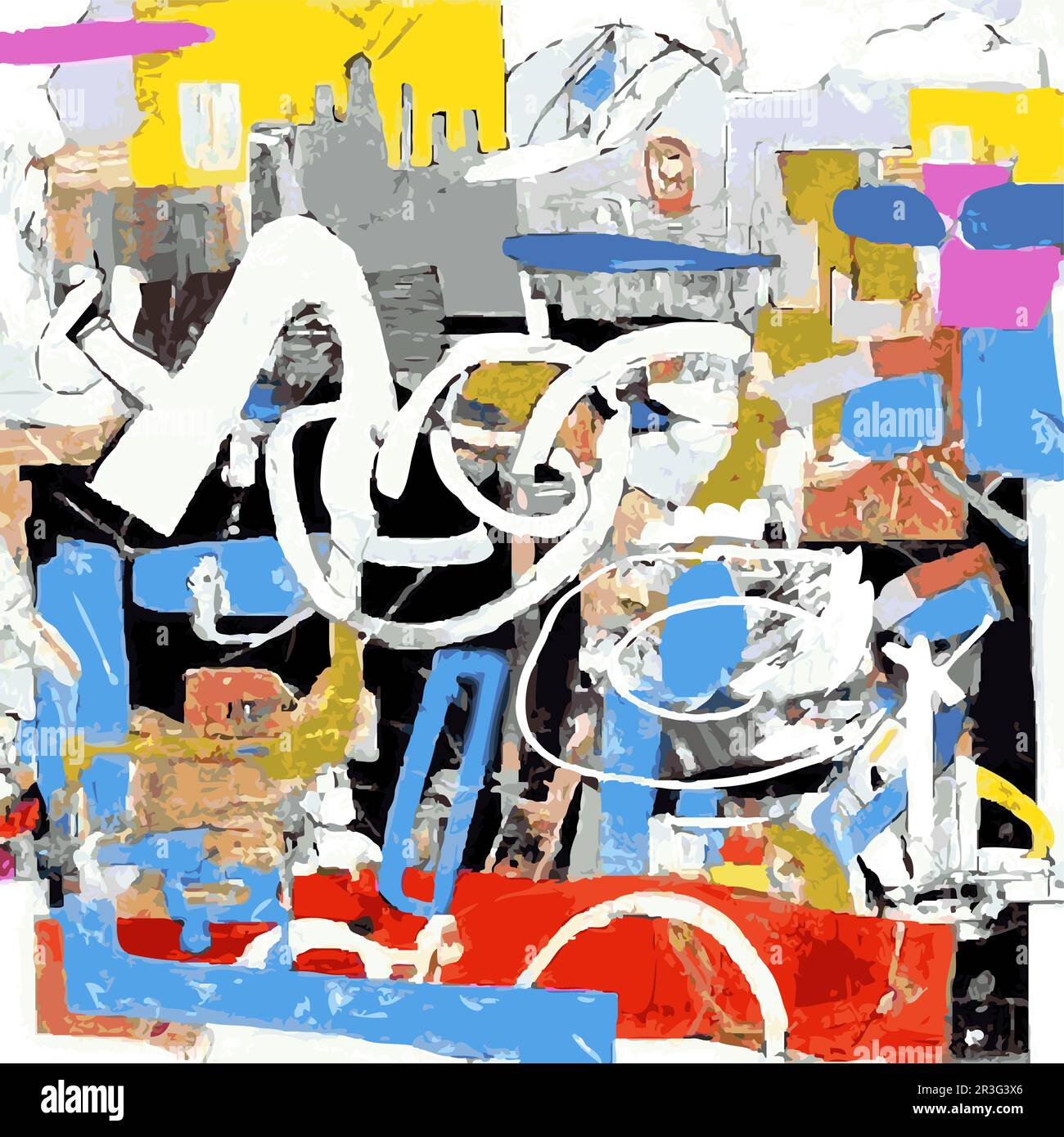 Vector Illustration Abstract Network Design Intricate Collage Splash Multiple Colors Modern ...