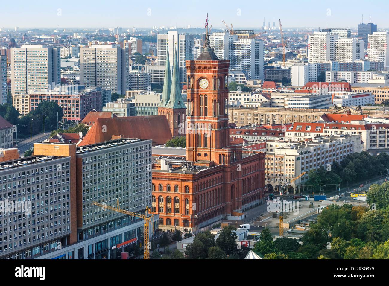 Berlin Rotes Rathaus city skyline in Germany aerial view Stock Photo ...