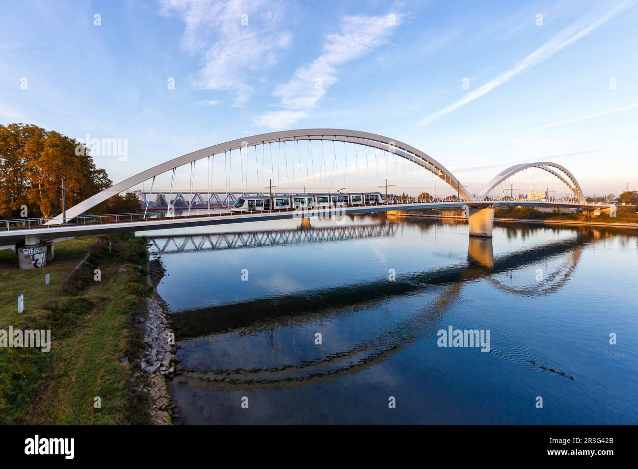Beatus Rhenanus bridge for tramway over river Rhine between Kehl and ...