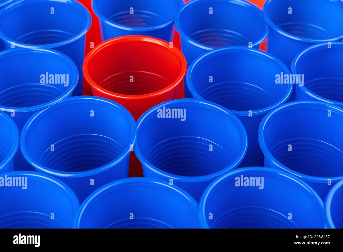 Beer pong, college party game. Plastic red and blue color cups Stock ...