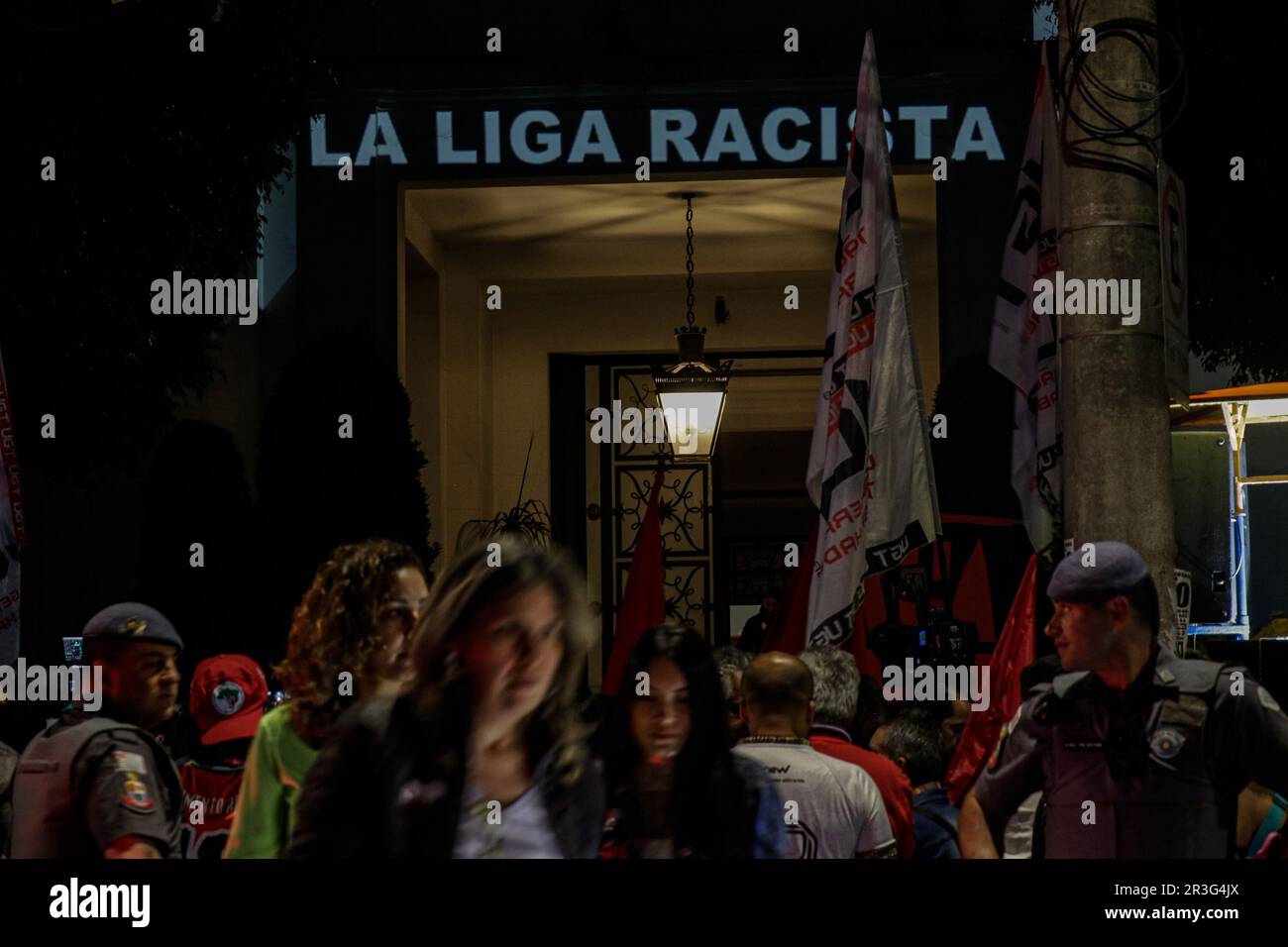 Sao Paulo, Brazil. 23rd May, 2023. Demonstrators from anti-racist ...