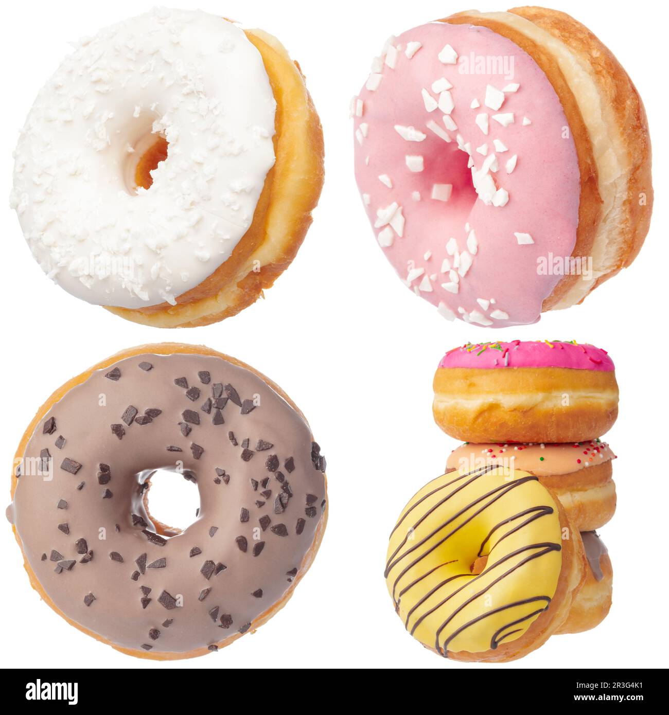 Set of various colorful donuts isolated on white background Stock Photo ...
