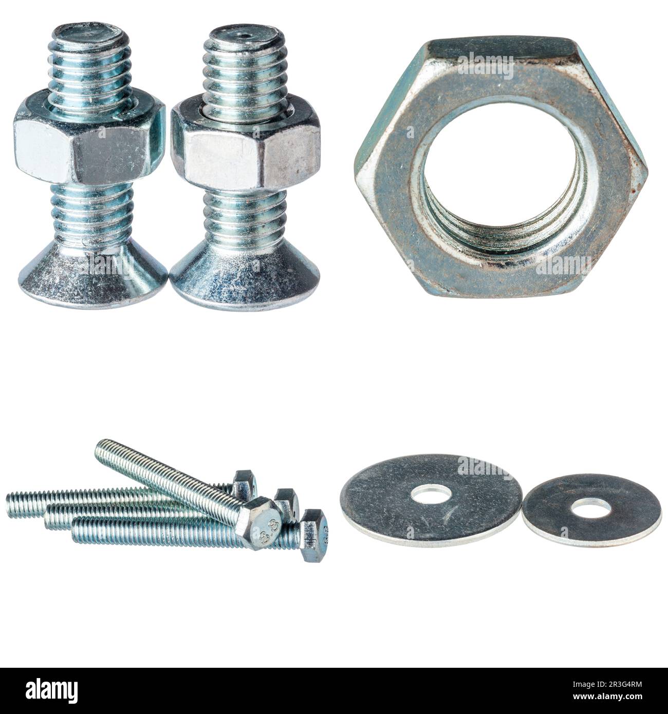 Various Screws and nuts, flat lay, top view, isolated Stock Photo - Alamy