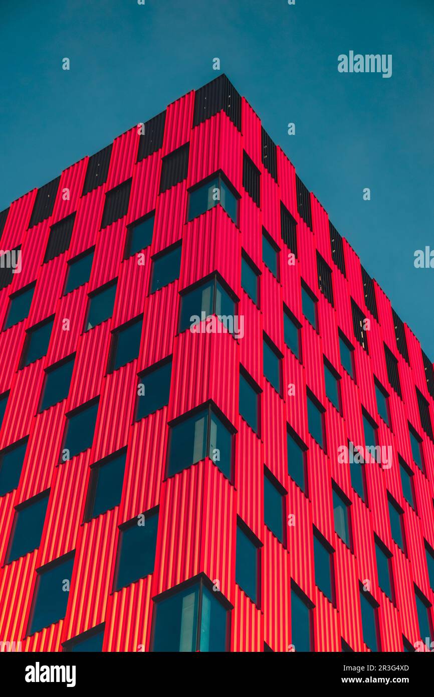 Modern office building exterior with glass facade on clear sky ...