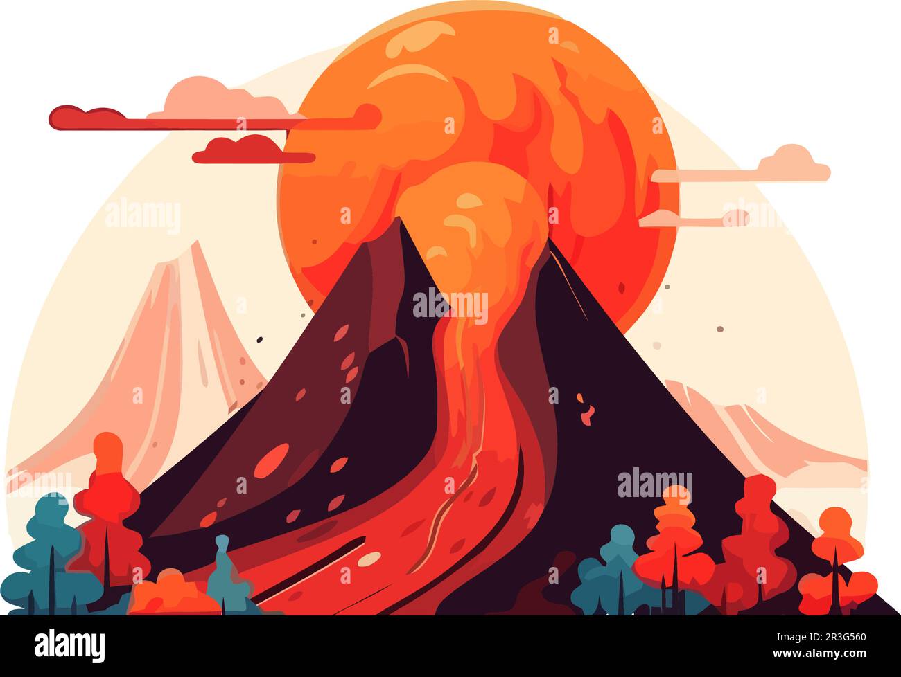 Volcano eruption and lava drawing Stock Vector Image & Art - Alamy