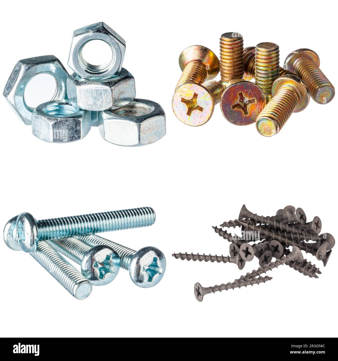 Screw heads, nuts, rivets isolated on white Stock Photo - Alamy