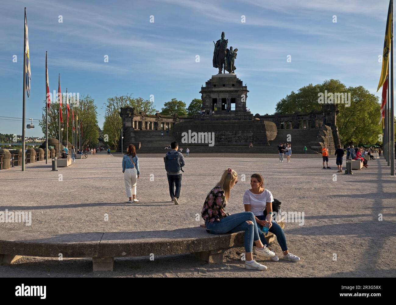 People at Deutsches Eck with the monumental equestrian statue of Kaiser ...