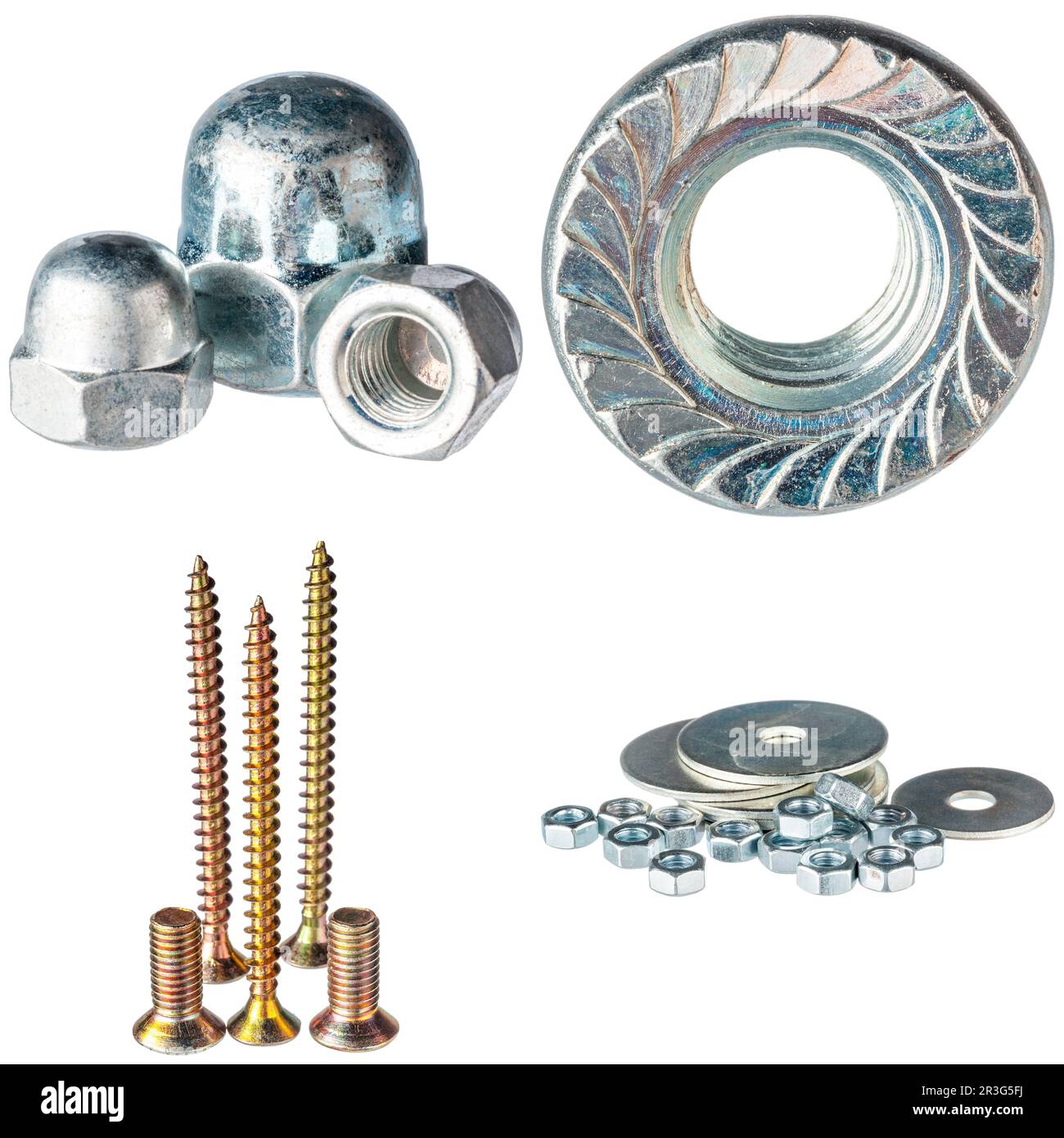 Various Screws and nuts, flat lay, top view, isolated Stock Photo - Alamy