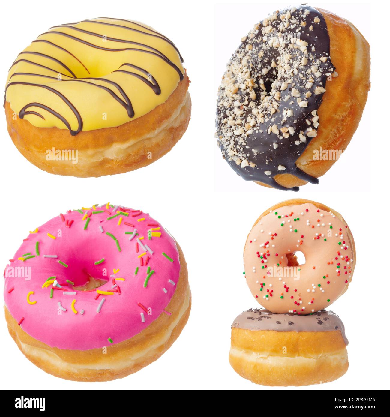 Set of various colorful donuts isolated on white background Stock Photo ...