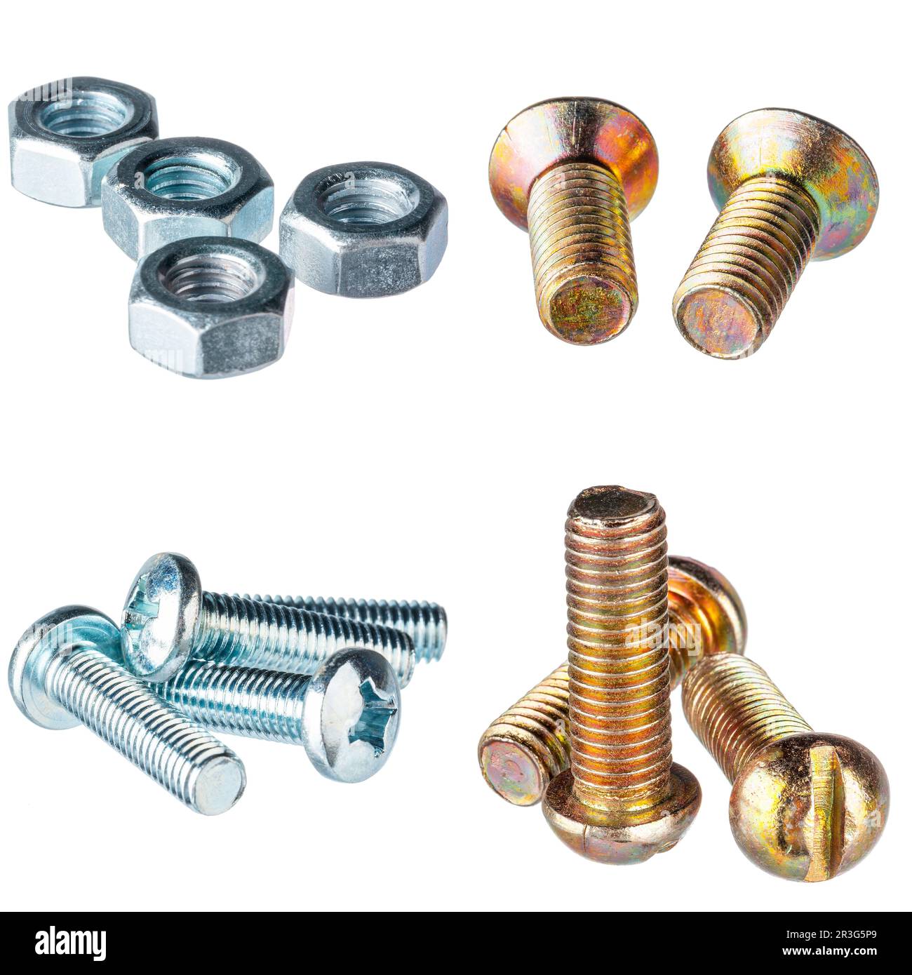 Screw heads, nuts, rivets isolated on white Stock Photo - Alamy