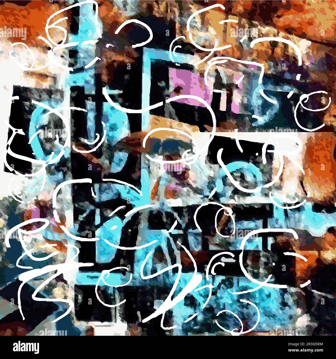 Vector Illustration Abstract Network Design IntricateCollage Splash ...