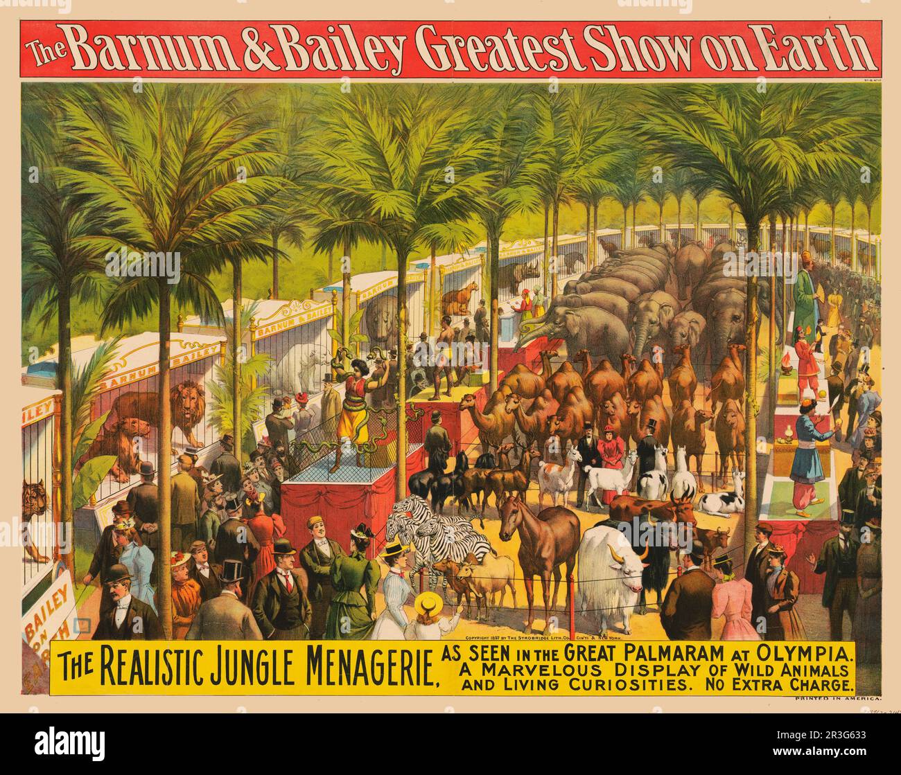Vintage Barnum & Bailey circus poster showing animals and performers ...