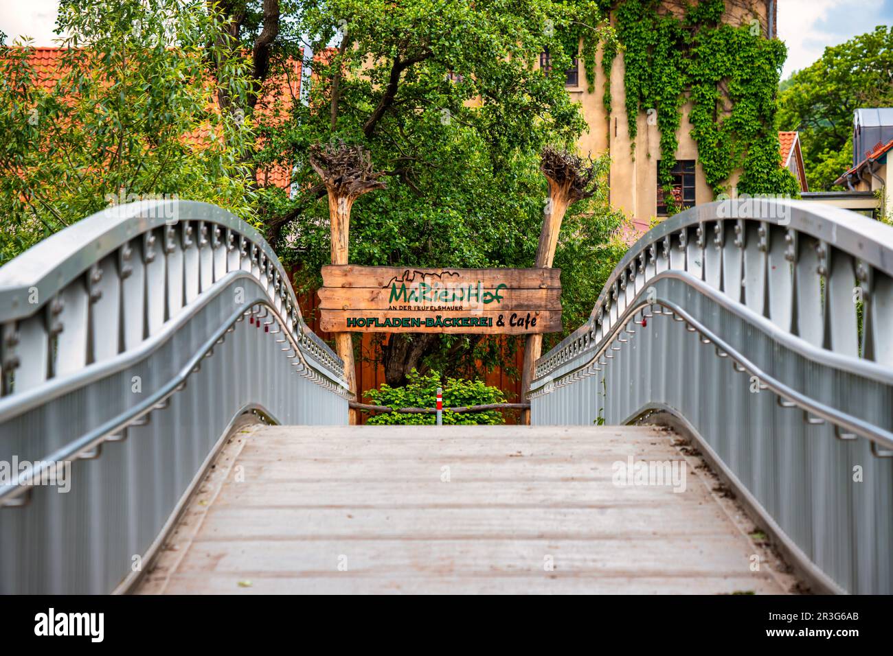 Bridge over the Bode Neinstedt Marienhof Stock Photo - Alamy